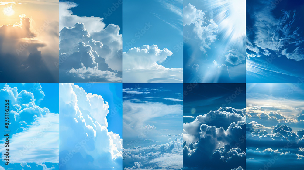 Showcase of sky images in various weather conditions, arranged in a ...