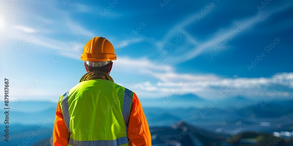 Engineer supervises recycling operations at landfill from an elevated ...