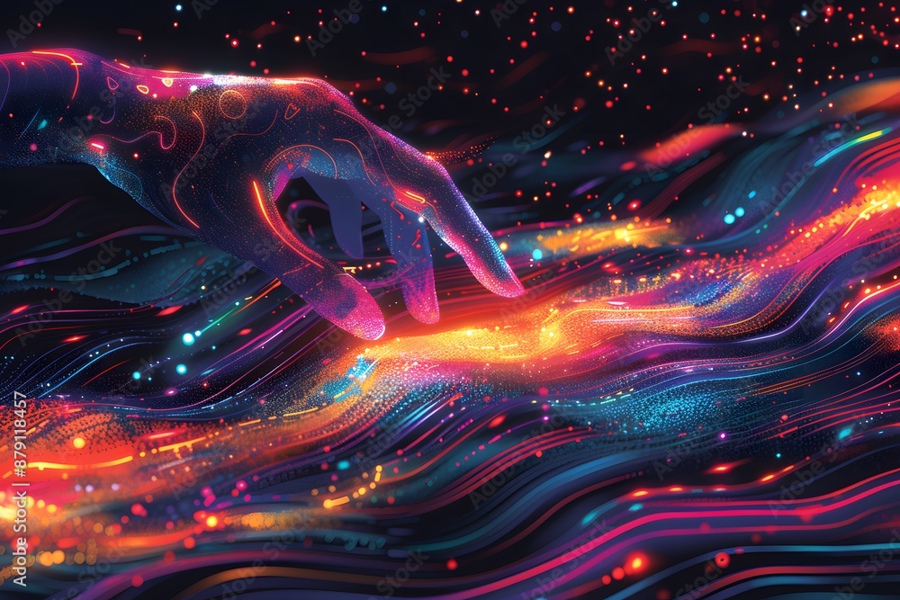 hand touching The metaverse universe, Digital transformation conceptual ...