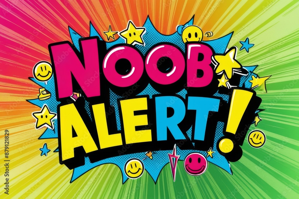 noob alert text illustration, gaming illustration, pop art text , colorful gaming wallpaper ...