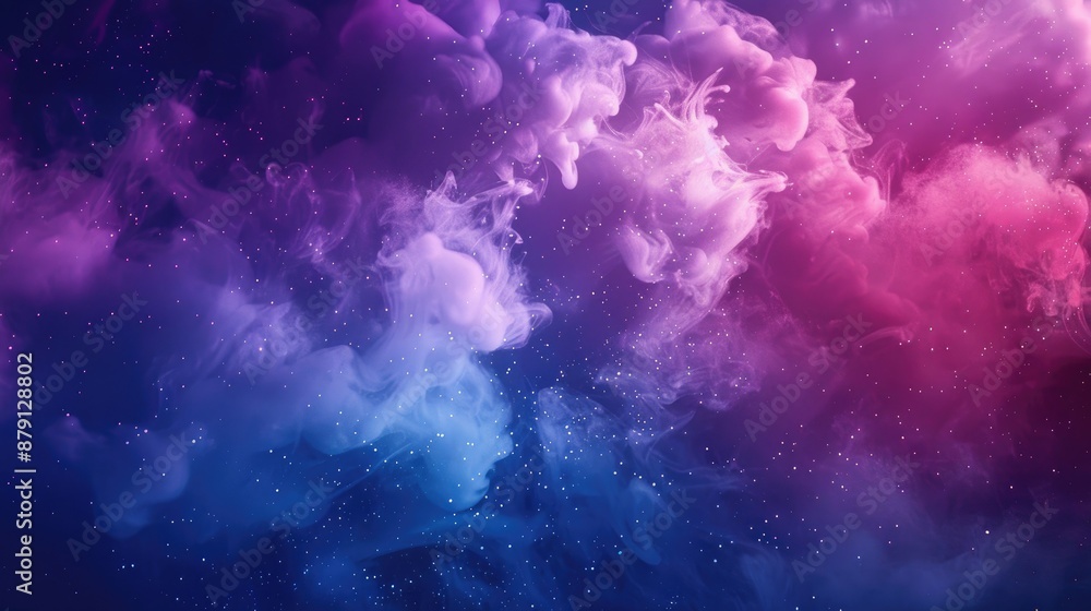 Sparkling cloud Ink drop Stardust universe White particles moving on ...