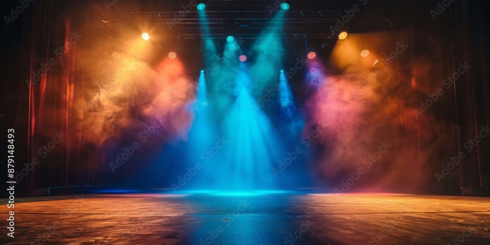 Abstract Theater Stage Background with Spotlights Illuminating the ...
