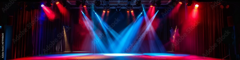 Abstract Theater Stage Background with Spotlights Illuminating the ...