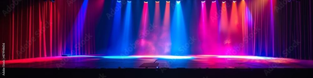 Abstract Theater Stage Background with Spotlights Illuminating the ...