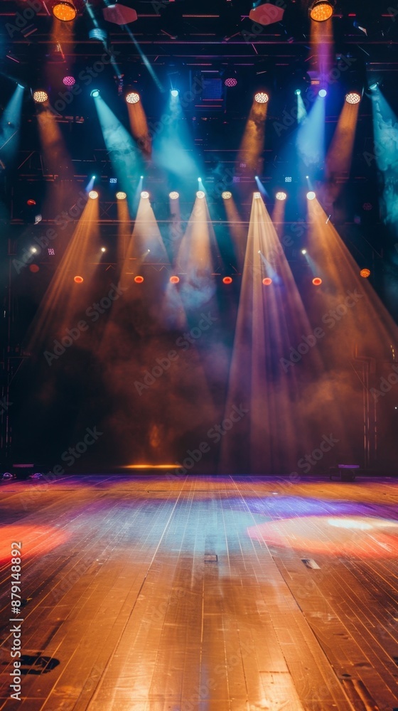 Abstract Theater Stage Background with Spotlights Illuminating the ...
