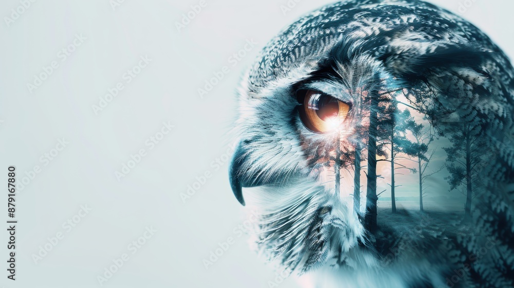 Stunning double exposure of an owl in various natural settings ...