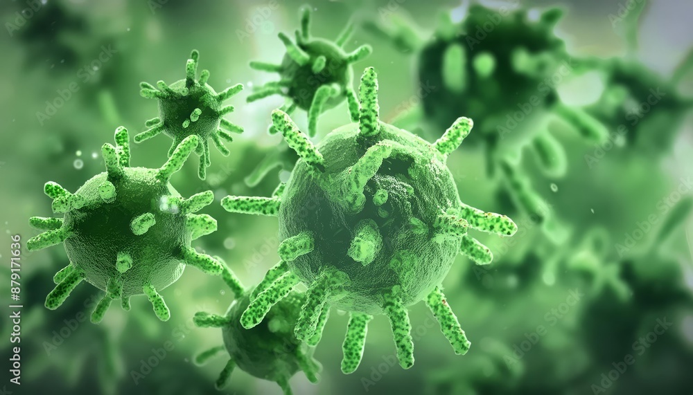 Green Bacteria - Microscopic Enlargement of Green Cells and Colony of ...