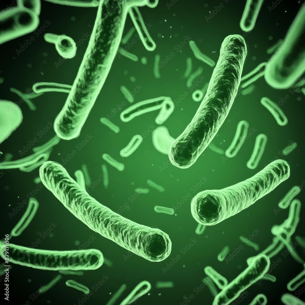Green Bacteria - Microscopic Enlargement of Green Cells and Colony of ...