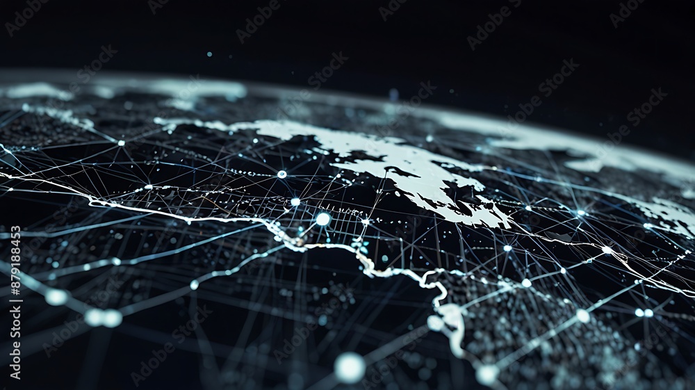 virtual internet globe, digital communication metaverse technology ...
