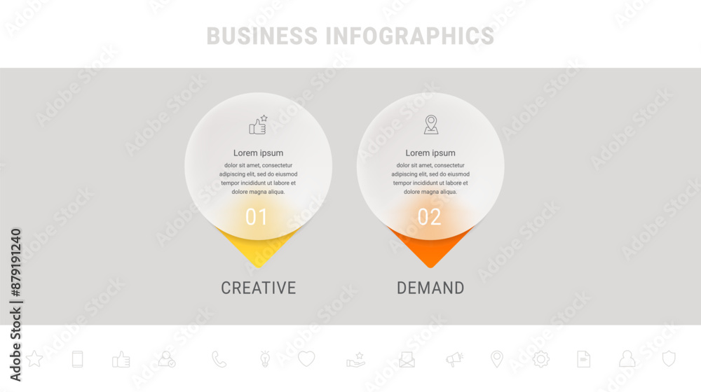 Infographic template with two options, icons, or steps. Vector business ...