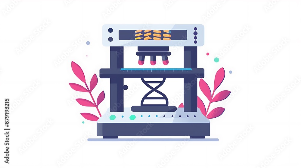 **DNA sequencing machine icon, clean and simple, isolated on a white ...