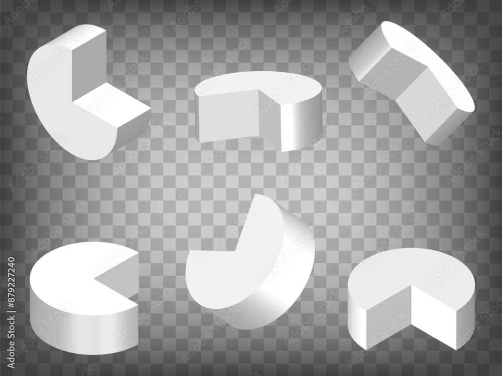 Set of perspective projections 3d model of realistic sector on ...