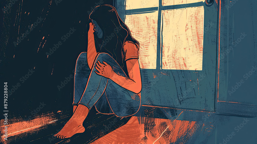 Depression and Feeling Alone Illustration: Emotional and Mental Health ...