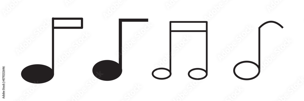 PrinMusic notes icon set , Music note symbol, song, melody or tune flat ...