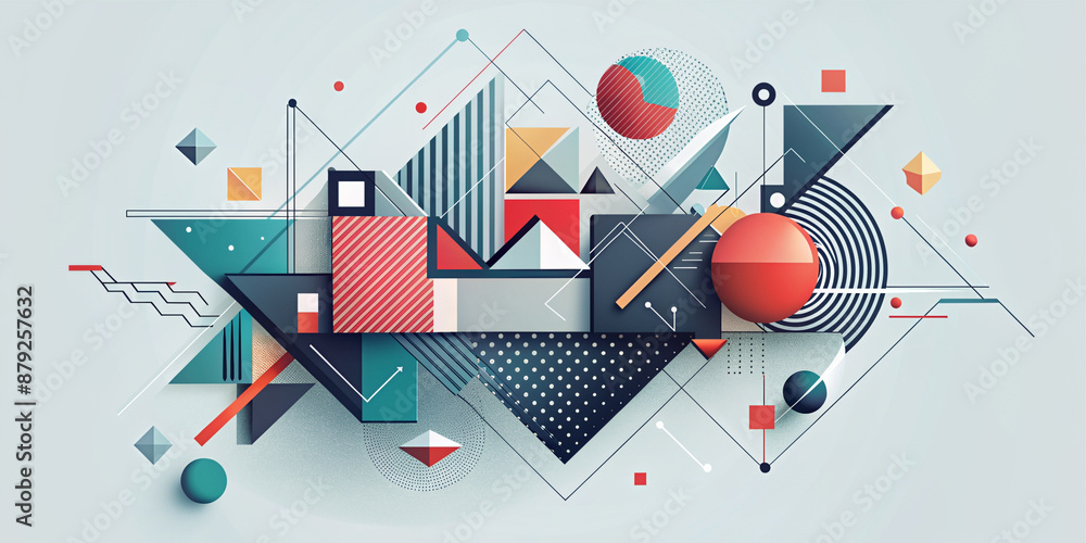 Abstract design, pattern graphic postmodern art symbols with bold ...