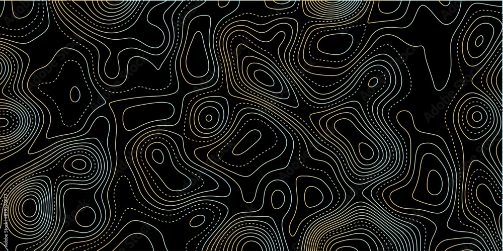 Background of pattern of curved and circular lines on black backdrop ...