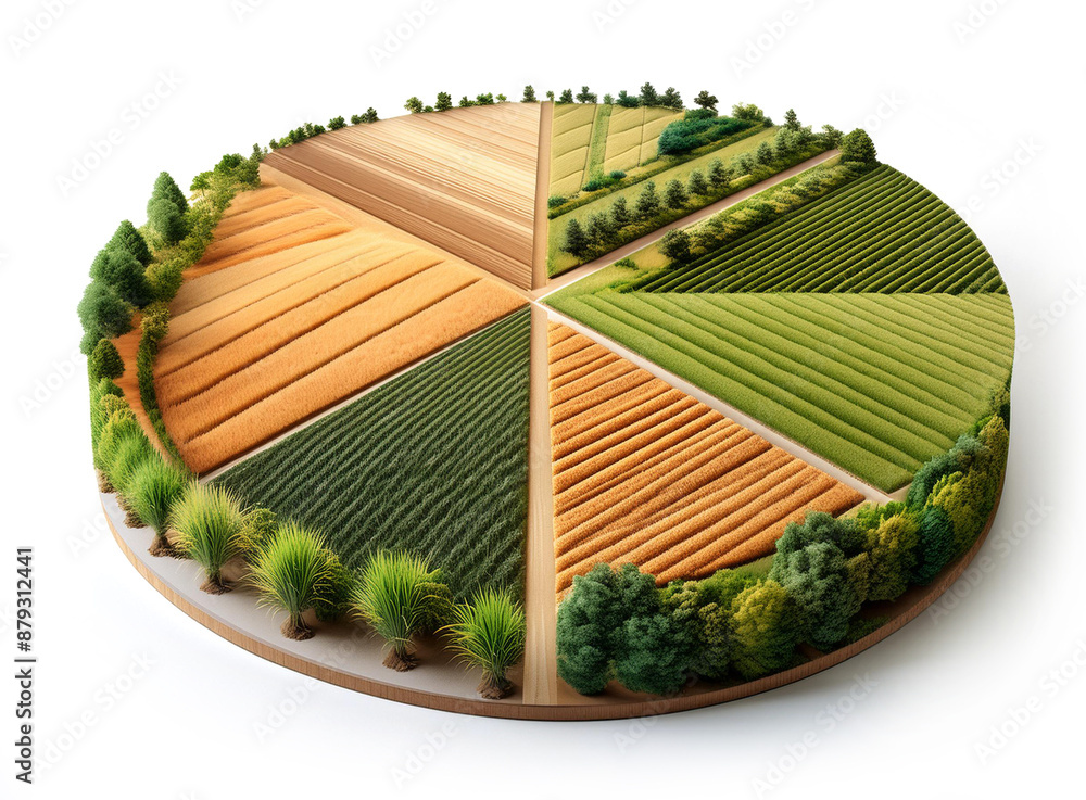 Land management - diagram with segments made from different crop fields ...