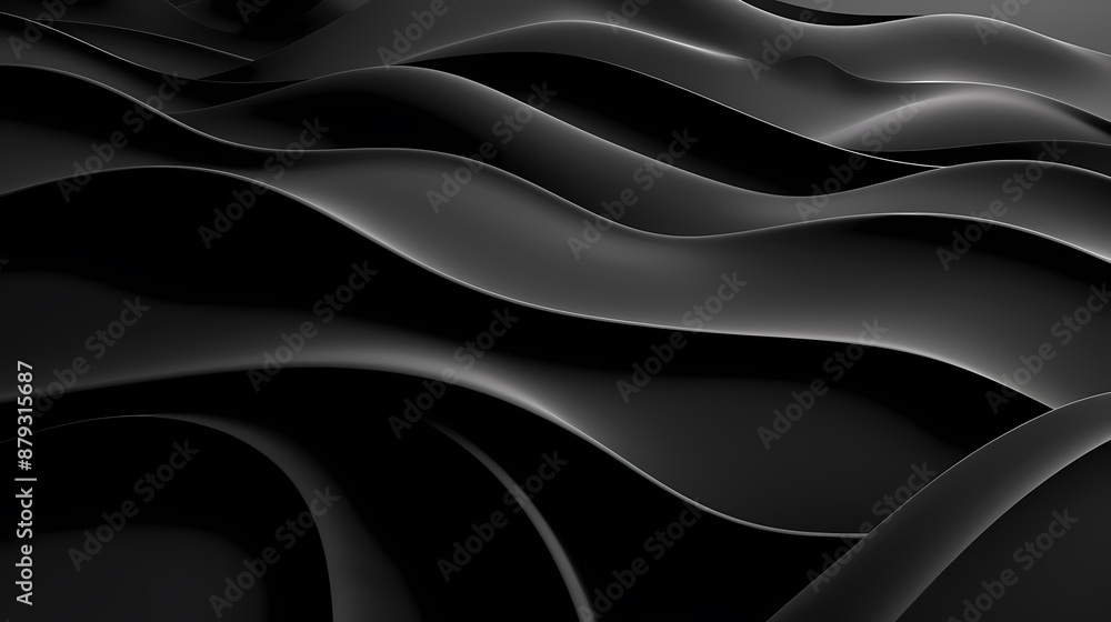 Abstract black waves with smooth curves creating a dynamic and elegant ...