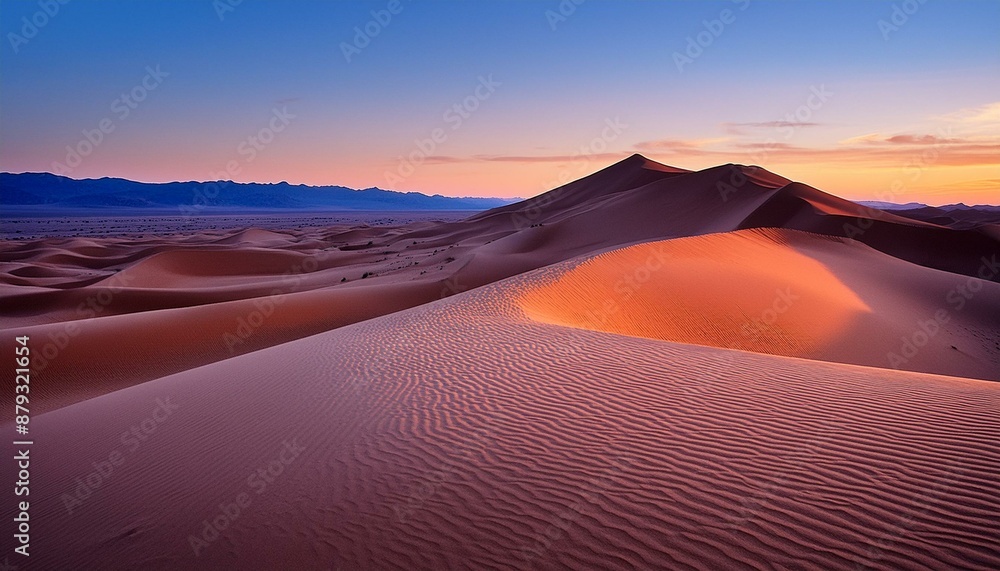 Paisaje panorámica de dunas en el desierto de color naranja al ...