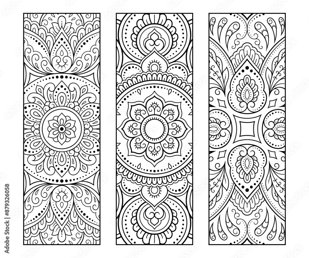 Printable bookmark for book - coloring. Set of black and white labels ...