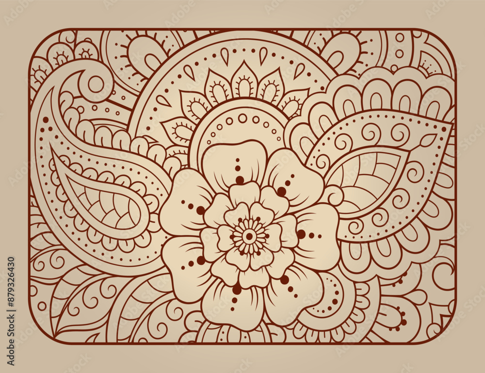 Stylized with henna tattoos decorative pattern for decorating covers ...