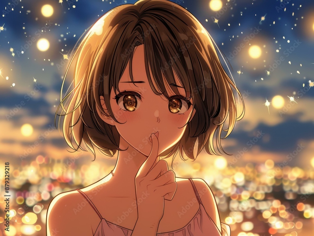 Charming anime girl blowing a kiss with a sweet expression, perfect for ...