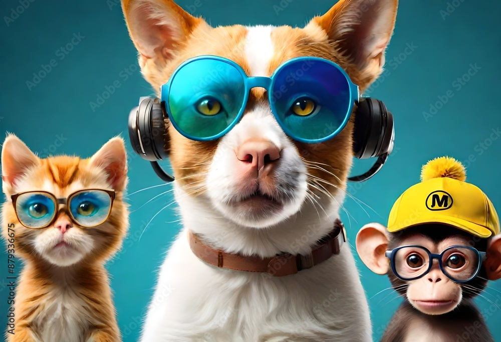 one head and two team mates, cats in the organization Stock ...