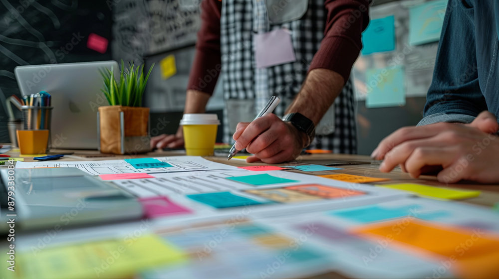 Panoramic view capturing a front-end development team engaged in ...