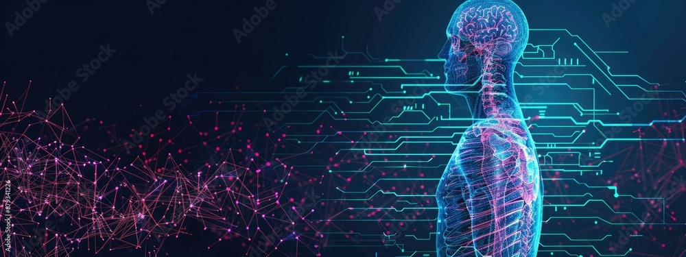 Human body. Abstract vector. Digital anatomy Medical technology Muscle ...