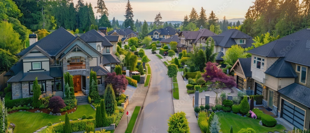 Street with traditional private houses, Residential architecture ...