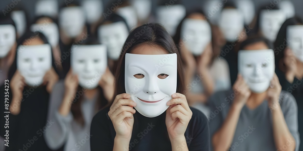 People conceal true emotions with happy masks in artwork about impostor ...