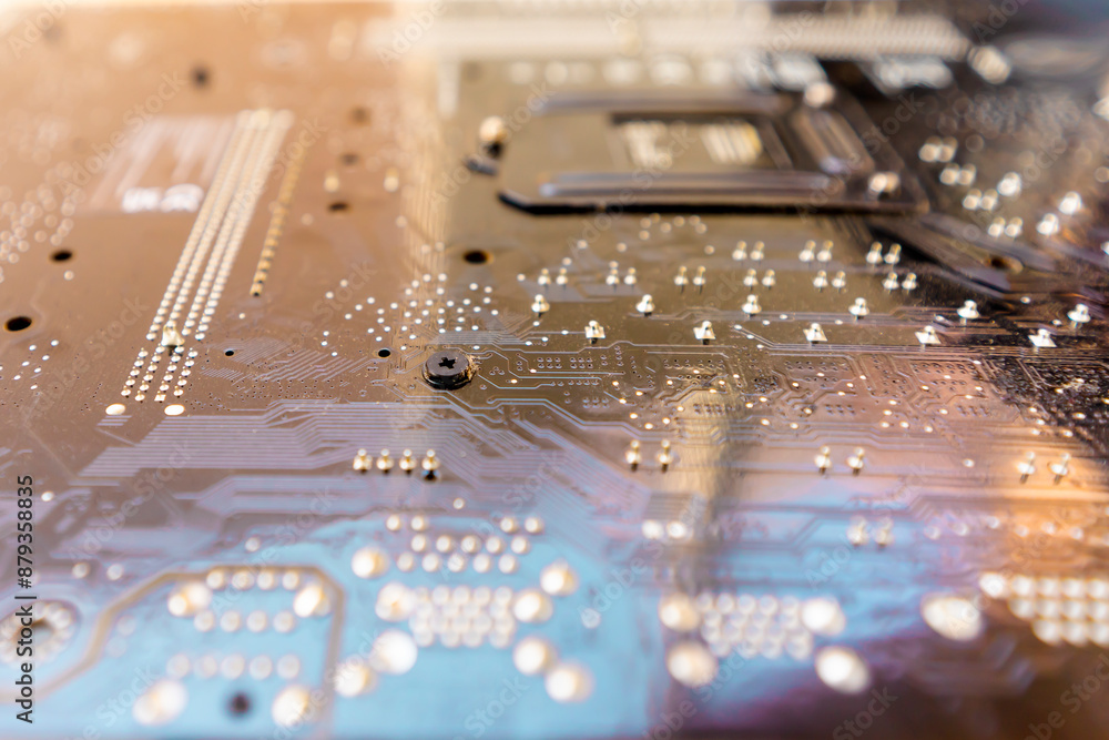 Technological futuristic background from graphic lines and spots of ...