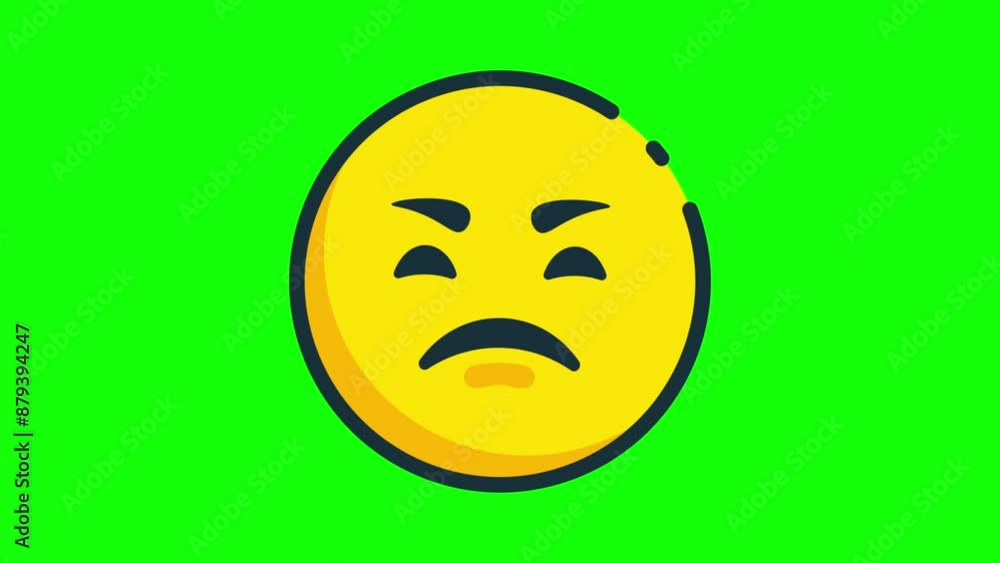 2D emoji angry face animated icon. 4K animated icon on green screen ...