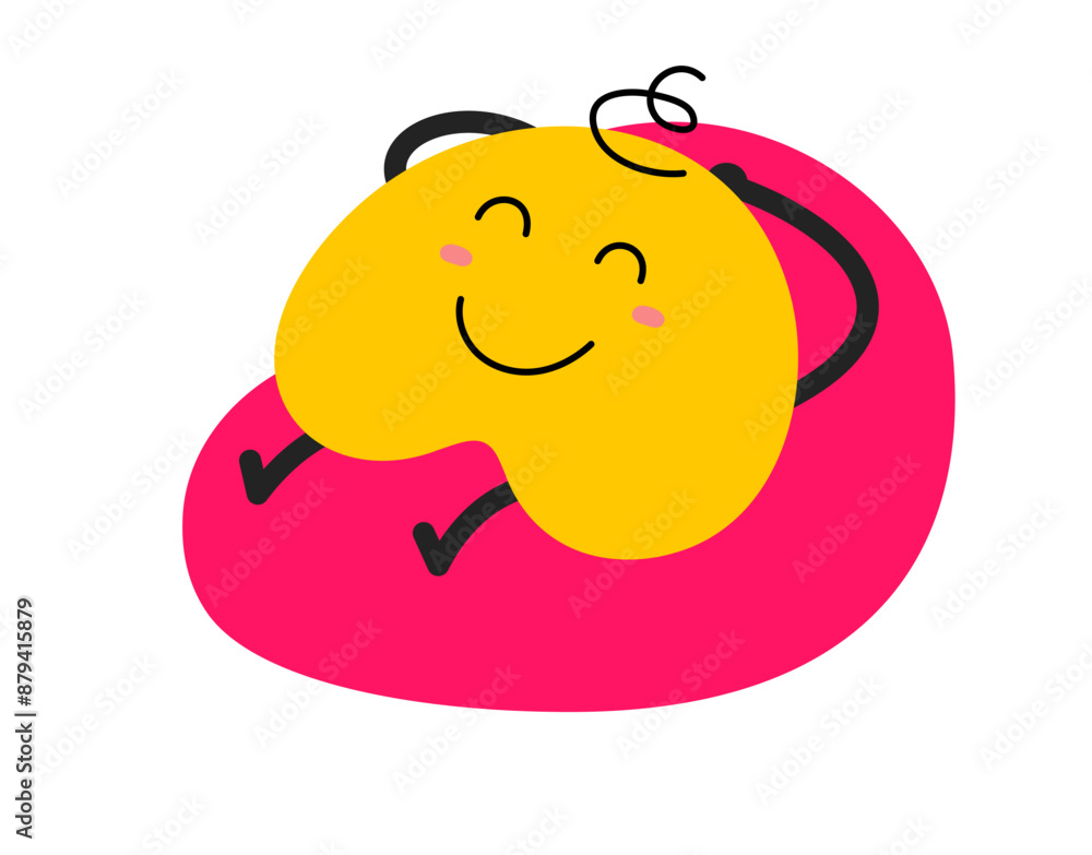 Vector cartoon illustration of cute shape happy character rest on chair ...
