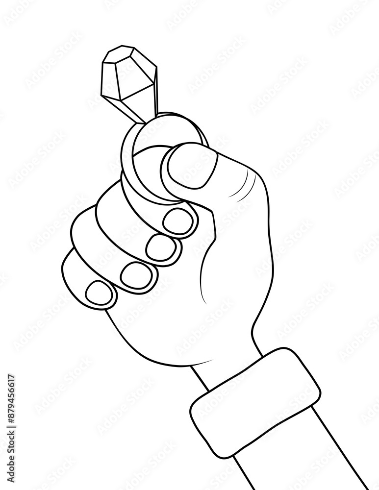 cartoon hand for coloring. outline drawing of a hand holding a ring ...