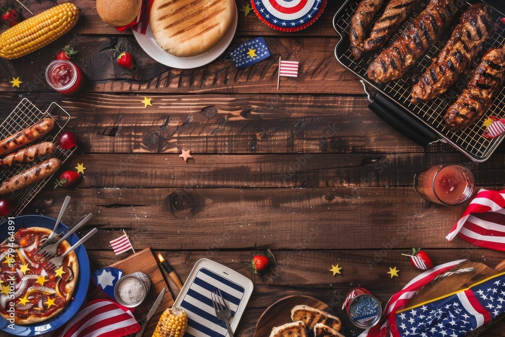 Barbecue Party Scene - with family background blurryClassic 4th of July ...