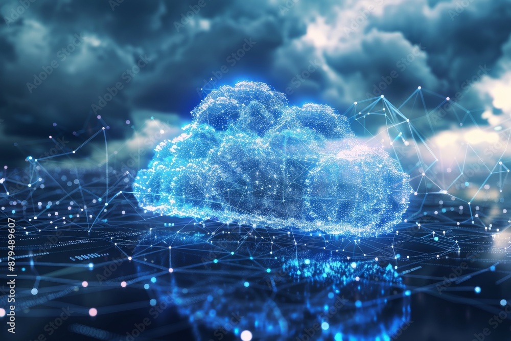 Modern Design Futuristic Cloud Computing Network - Connected Devices ...