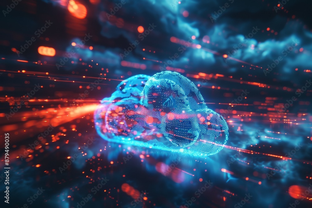 Modern Design Futuristic Cloud Computing Network - Connected Devices ...