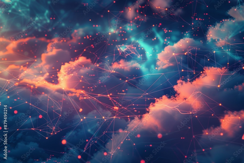 Modern Design Futuristic Cloud Computing Network - Connected Devices ...