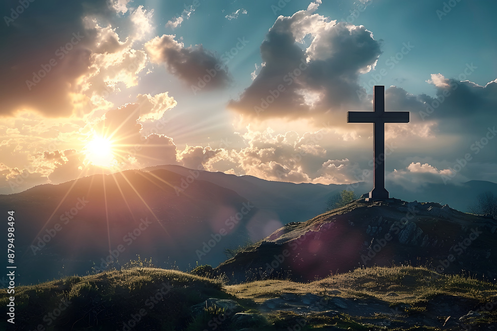 Poster holy cross symbolizing the death and resurrection of jesus christ with the sky o – Wall ...