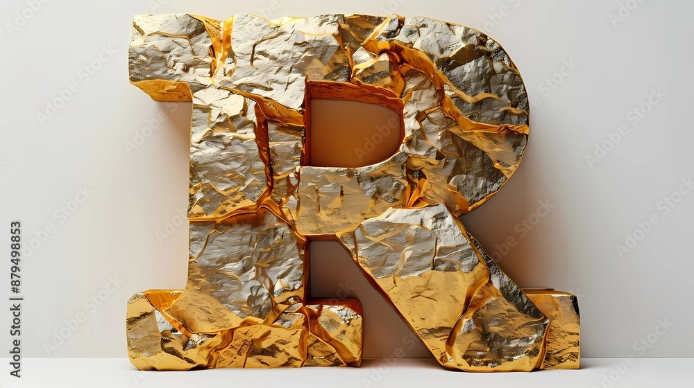 Letter R with luxury gold jewel art illustration isolated at white ...