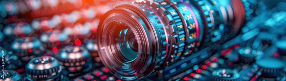 Vintage Film Camera Lens with Retro Glowing Effect, Cinematic Charm and ...