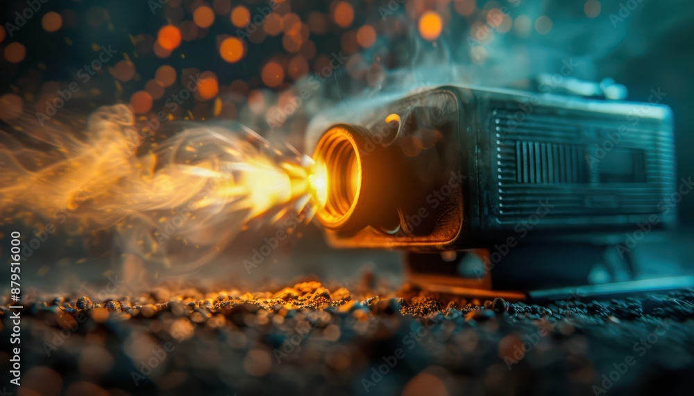 Vintage Projector Emitting Warm Light and Cinematic Glow, Nostalgia ...