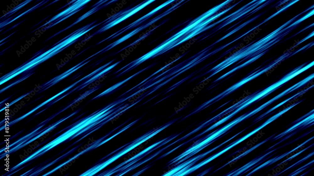 Neon blue speed lines background. Glowing light blue diagonal stripes ...