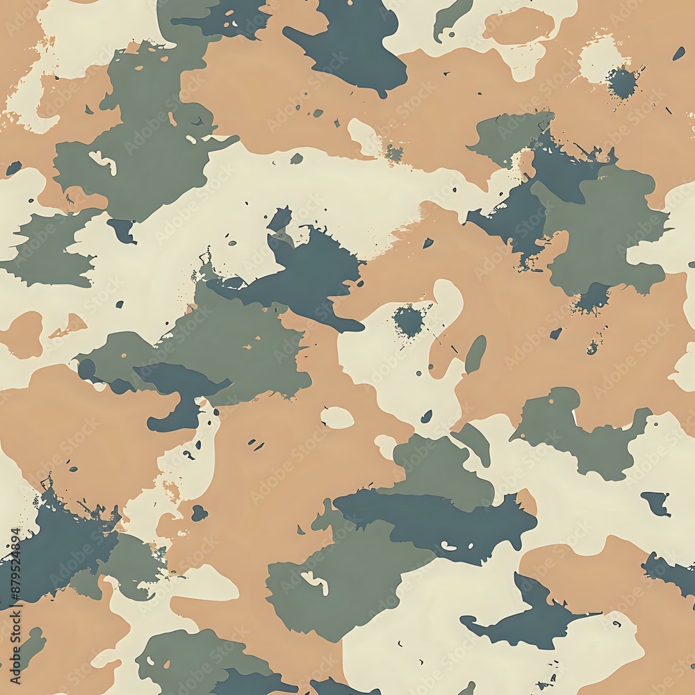 Seamless desert camouflage pattern in beige, tan, and green tones ...