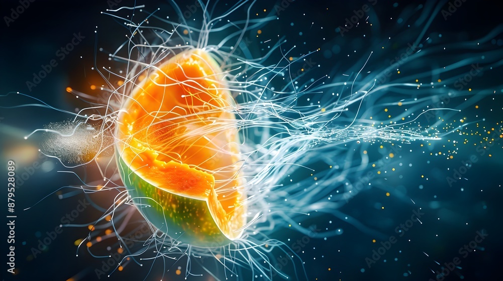 Spinal Cord Visualized as a Sliced Mango Revealing Intricate Nerve ...