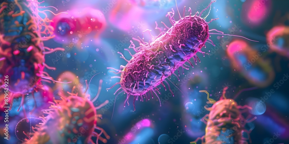 Glowing bacteria colony with iridescent tendrils in a unique microbiome ...