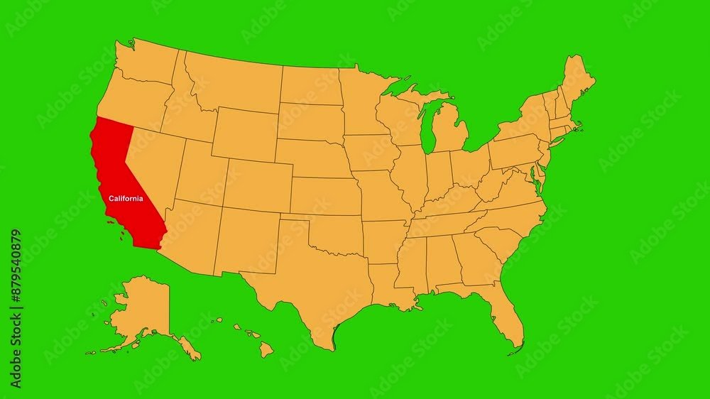 California map animated video. Map Highlighted on the USA map with ...
