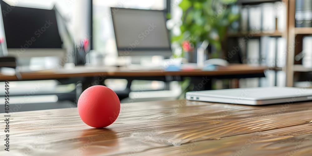 Empty office desk with stress ball symbolizing workplace pressure and ...