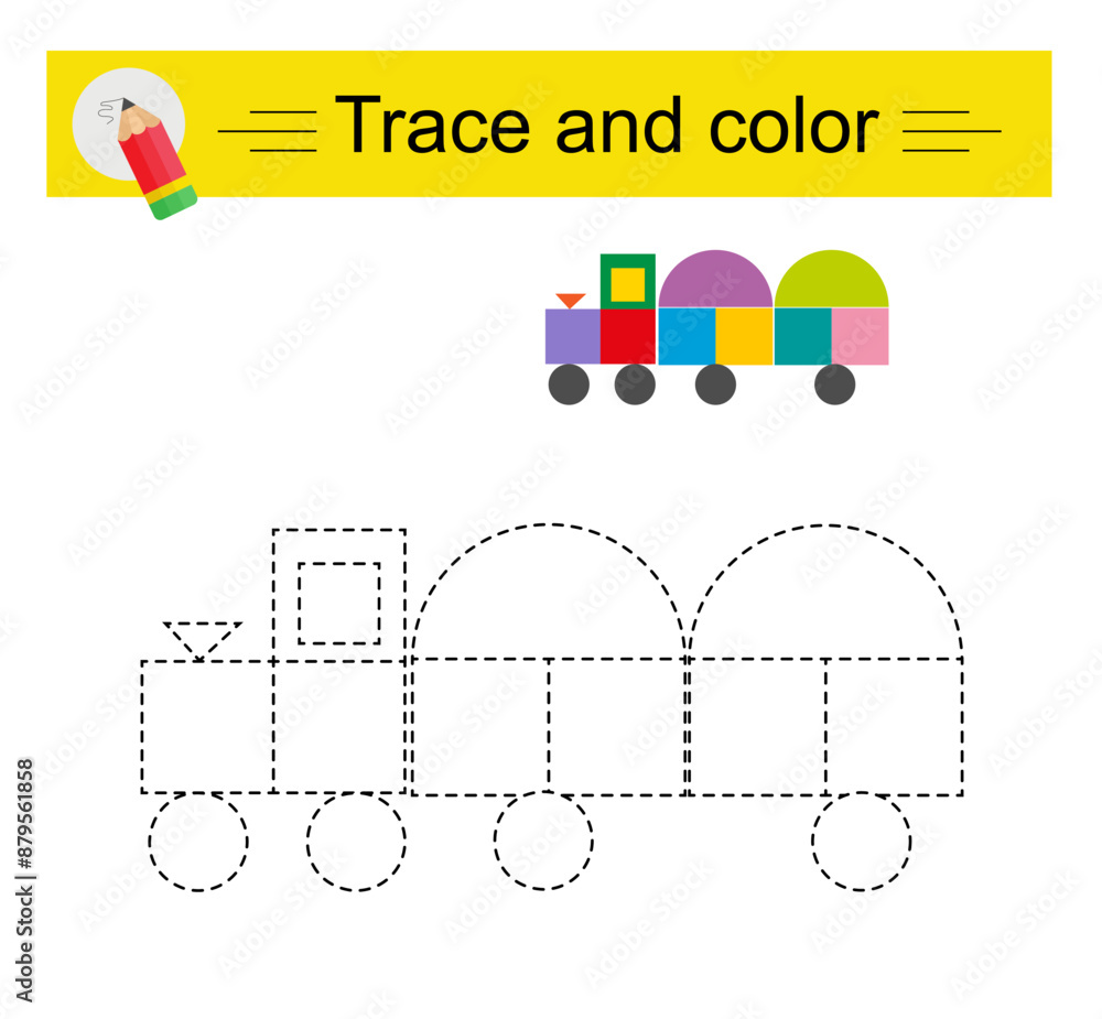 Trace and color for children. Preschool worksheet for practicing fine ...